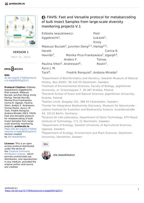 Pdf Favis Fast And Versatile Protocol For Metabarcoding Of Bulk