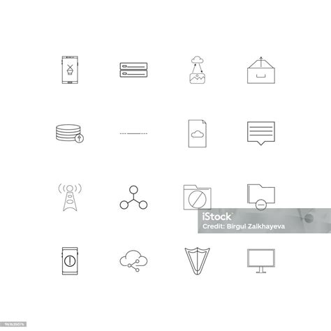 네트워크 및 데이터베이스 선형 얇은 아이콘 세트입니다 간단한 벡터 아이콘 설명 0명에 대한 스톡 벡터 아트 및 기타 이미지