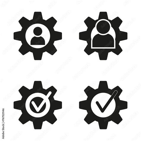 Operational Efficiency Gears Set User And Checkmark In Cog Symbols