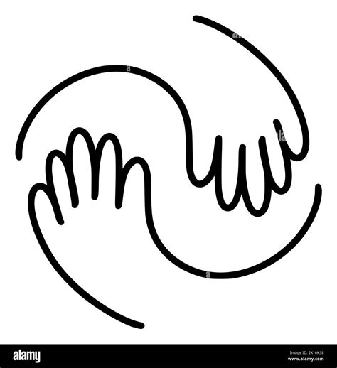 Simple Black And White Two Hands Interlocked Drawing Logo Hug Icon