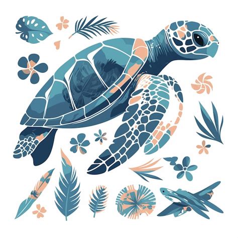 Indonesian Sea Turtle Patterns With Natural Elements Premium Ai