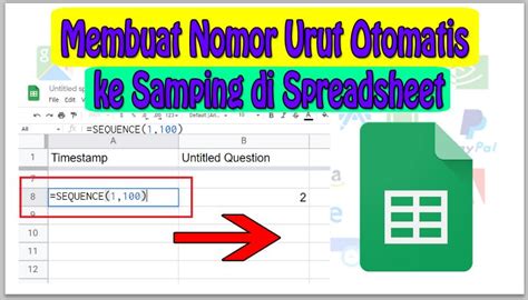 Cara Membuat Nomor Urut Otomatis Ke Samping Di Spreadsheet Neicy Techno