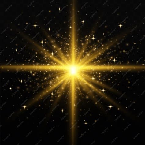 밝은 별의 집합입니다 투명한 배경에 노란색 빛나는 빛이 폭발합니다 투명한 빛나는 태양 밝은 플래시 밝은 플래시를 중앙에 둡니다 반짝이는 마법의 먼지 입자 반짝임