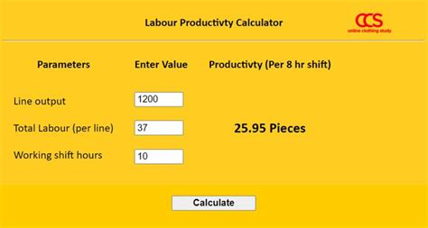 Labour Productivity Calculator Productivity Calculator Labor