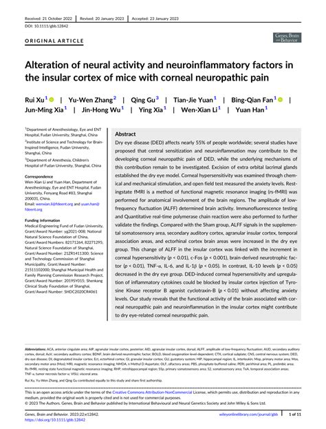Pdf Alteration Of Neural Activity And Neuroinflammatory Factors In