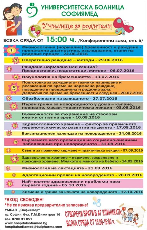 На безплатно Училище за родители и през лятото в „Софиямед“ Болница Софиямед