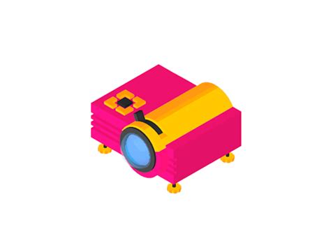 A Pink And Yellow Object With A Camera On Its Back End In Front Of A