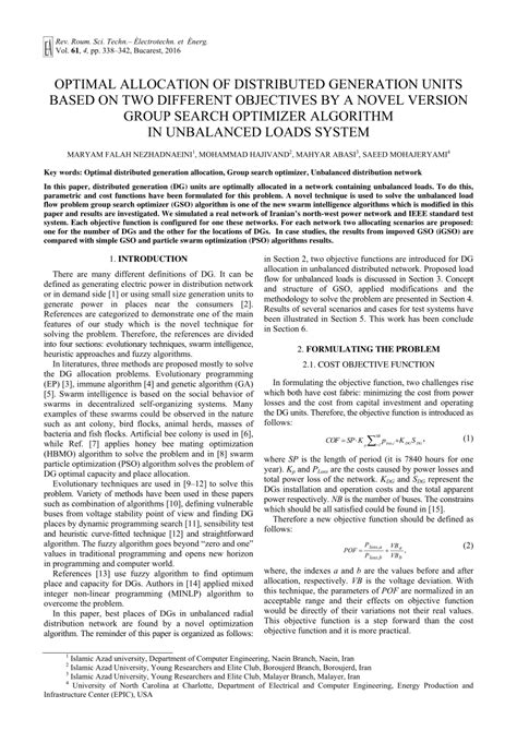 Pdf Optimal Allocation Of Distributed Generation Units Based On Two