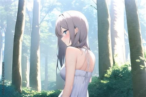 Anime Girl Back Shot Generative Ai Technology Stock Illustration