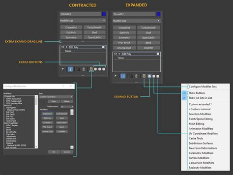 [ui modifier buttons sets] expandable with extra toggle and expand panel