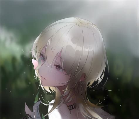 Обои обои красивая девушка аниме блондинка бабочка печаль настроение от Chappie картинки от