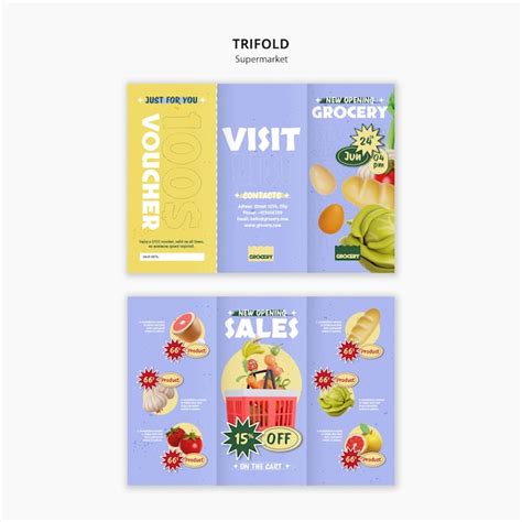 슈퍼마켓 트리폴드 브로셔 템플릿 디자인 무료 Psd 파일