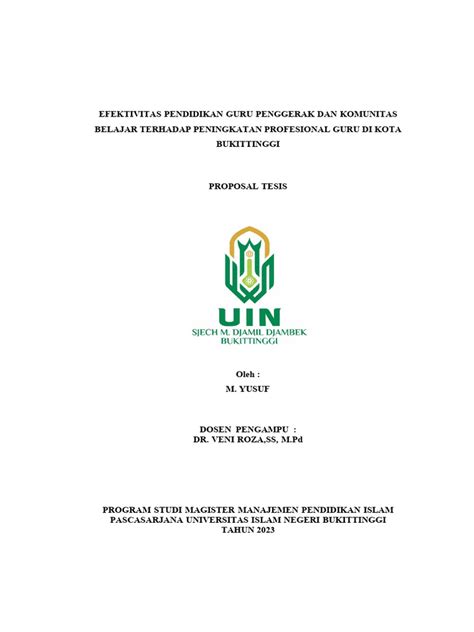 01 Tugas Proposal Bab I Mpi Uin Bukittinggi Aw Revisi I Pdf
