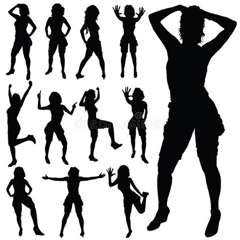 Girl Posing Vector Black Silhouette Stock Vector Illustration Of