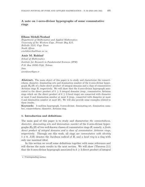 Pdf A Note On K Zero Divisor Hypergraphs Of Some Commutative Rings