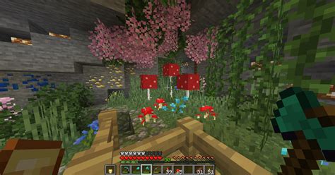 i used end rod and red mushroom block to make bigger mushrooms