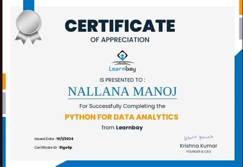 Manoj N On Linkedin I Am Happy To Share That I Have Obtained A New Certification Python For