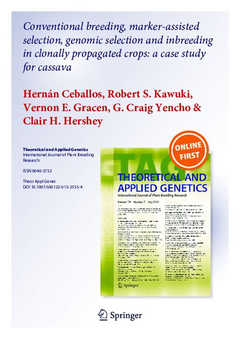 Pdf Conventional Breeding Marker Assisted Selection Genomic Selection And Inbreeding In