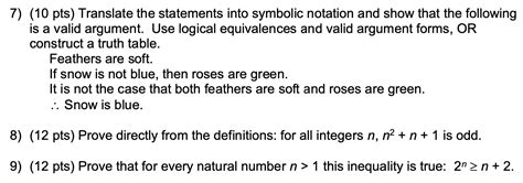Solved Pts Translate The Statements Into Symbolic Chegg
