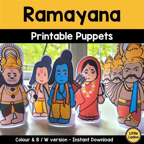 Ramayana Printable Puppets Ramayana 3d Craft Template Ramayana