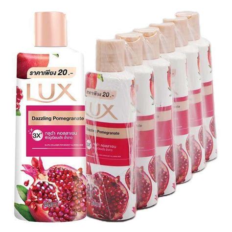 แพ็ค 6ขวด Lux ลักส์ สบู่เหลว ครีมอาบน้ำ กลิ่นทับทิม 80 มล X 6 ขวด Th