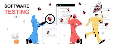 Software Testing Concept In Flat Cartoon Design For Web Banner People