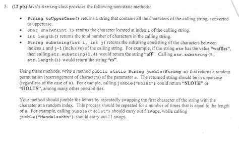 Solved Javas String Class Provides The Following Non Static