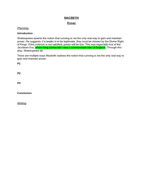 Macbeth Essay Pdf