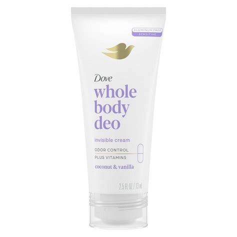 Dove Whole Body Deo Aluminum Free Invisible Cream Deodorant Coconut Vanilla Fl Oz