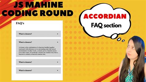 Faq Accordion Using Html Css Javascript Js Machine Coding Youtube