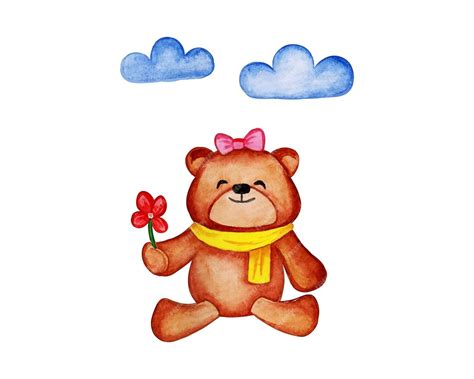 Premium Vector Watercolour Female Bear Cute Clipart Illustration