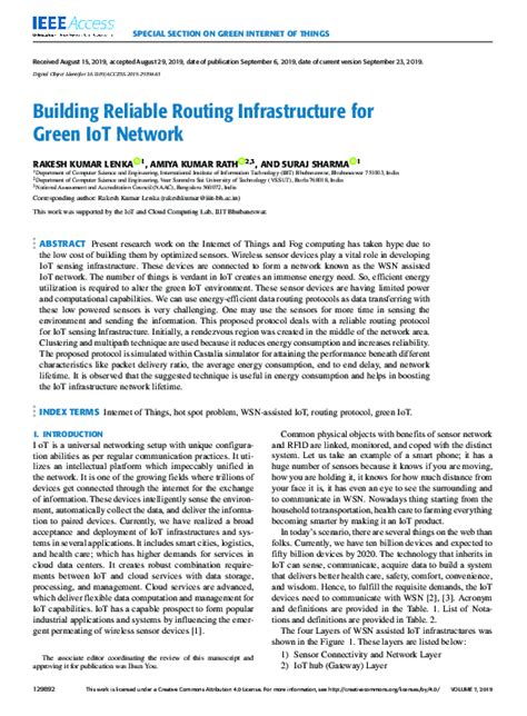 Pdf Building Reliable Routing Infrastructure For Green Iot Network