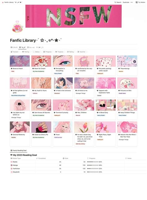 Free Fanfiction Library Notion Template In 2024 Notions Aesthetic Template Templates