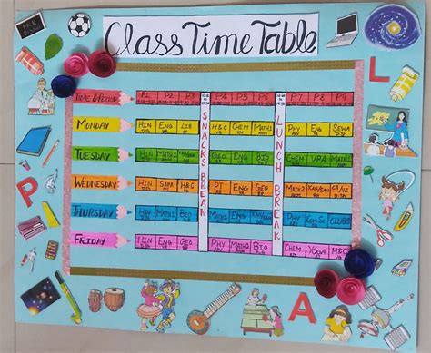 Class Timetable School Art Activities Classroom Decoration Charts