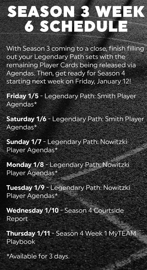 Season 3 Week 6 Schedule R Myteam