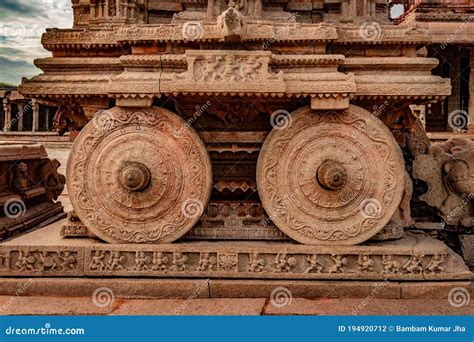 Hampi Stone Chariot The Antique Stone Art Piece Close Up Shot From