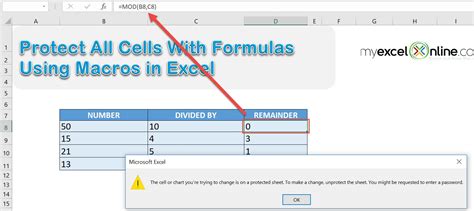 Protect All Formula Cells Using Macros Myexcelonline