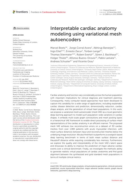 Pdf Interpretable Cardiac Anatomy Modeling Using Variational Mesh Autoencoders