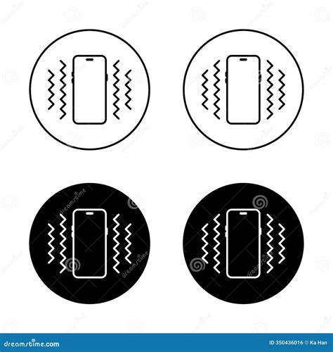 Smartphone Vibration Icon Set On Black Circle Phone Vibrate Sign Stock Illustration