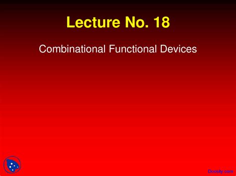 Combinational Functional Devices Digital Logic Design Lecture Slides Docsity