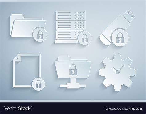 Set Ftp Folder And Lock Usb Flash Drive Royalty Free Vector