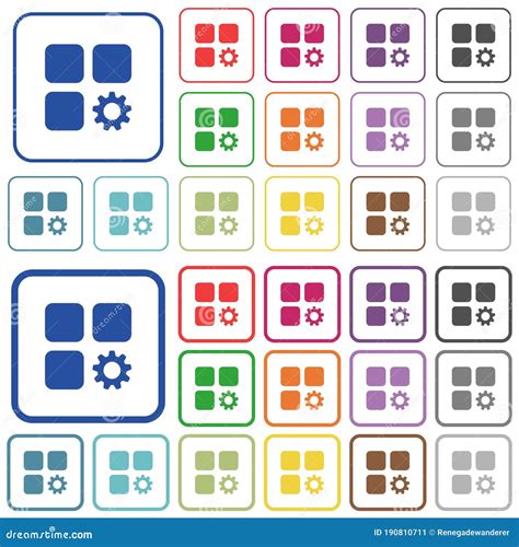 Component Settings Outlined Flat Color Icons Stock Vector Illustration Of Linkage Connection