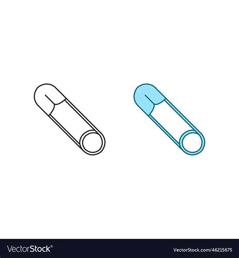 Safety Pin Logo Icon Colorful And Outline Vector Image