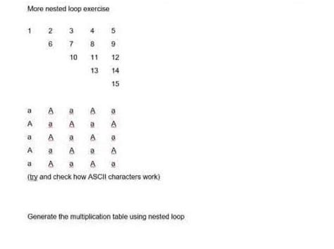 Solved More Nested Loop Exerciee 162738104911135121415 Try