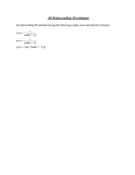 Ali Redescending M Estimator Pdf