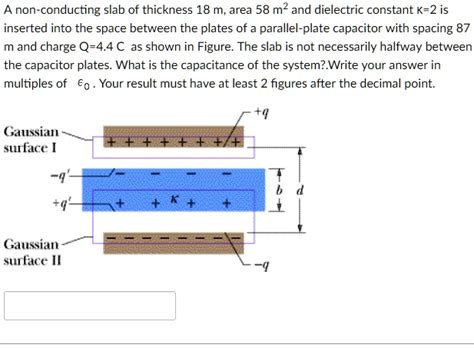 Solved A Non Conducting Slab Of Thickness 18 M Area 58 MÂ² And