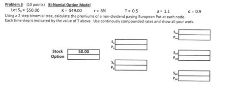 solved problem3 10 points bi nomial option model let so