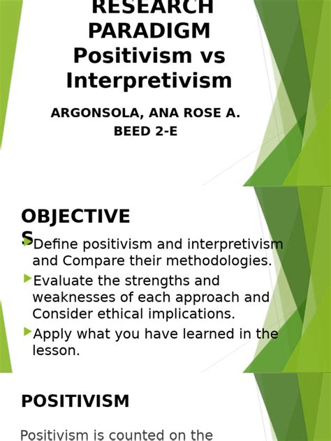 Positivism Vs Interpretivism Argonsola Pdf Positivism Methodology
