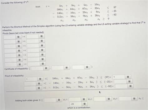 Solved Consider The Following Lp P Perform The Shortcut