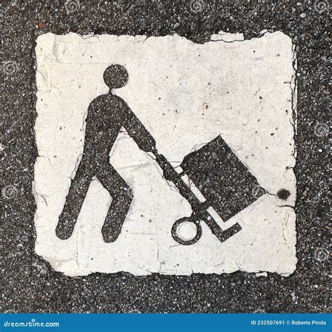 Loading And Unloading Worn Truck Sign Stock Image Image Of Posted Uploading